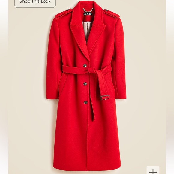 J. Crew | Jackets & Coats | Jcrew Chic Red Belted Coat | Poshmark